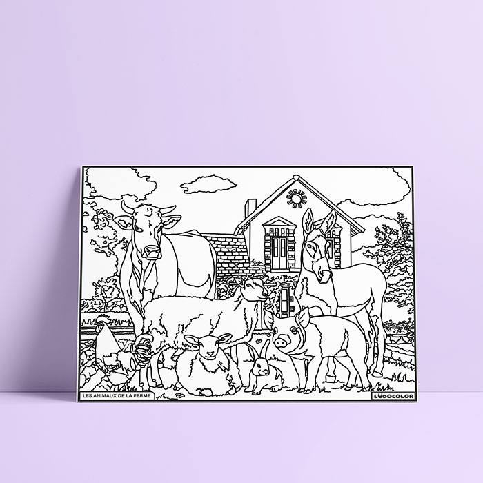 LES ANIMAUX DE LA FERME - Tableau velours et son Ludoguide - Ludocolor